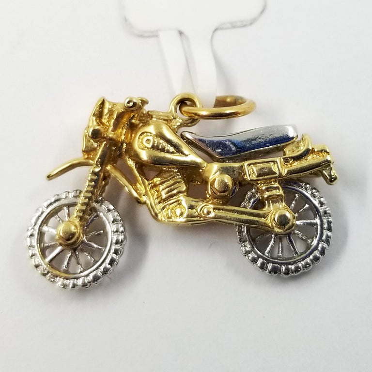 14 Karat Gold Motorcycle Pendant Charm at 1stDibs