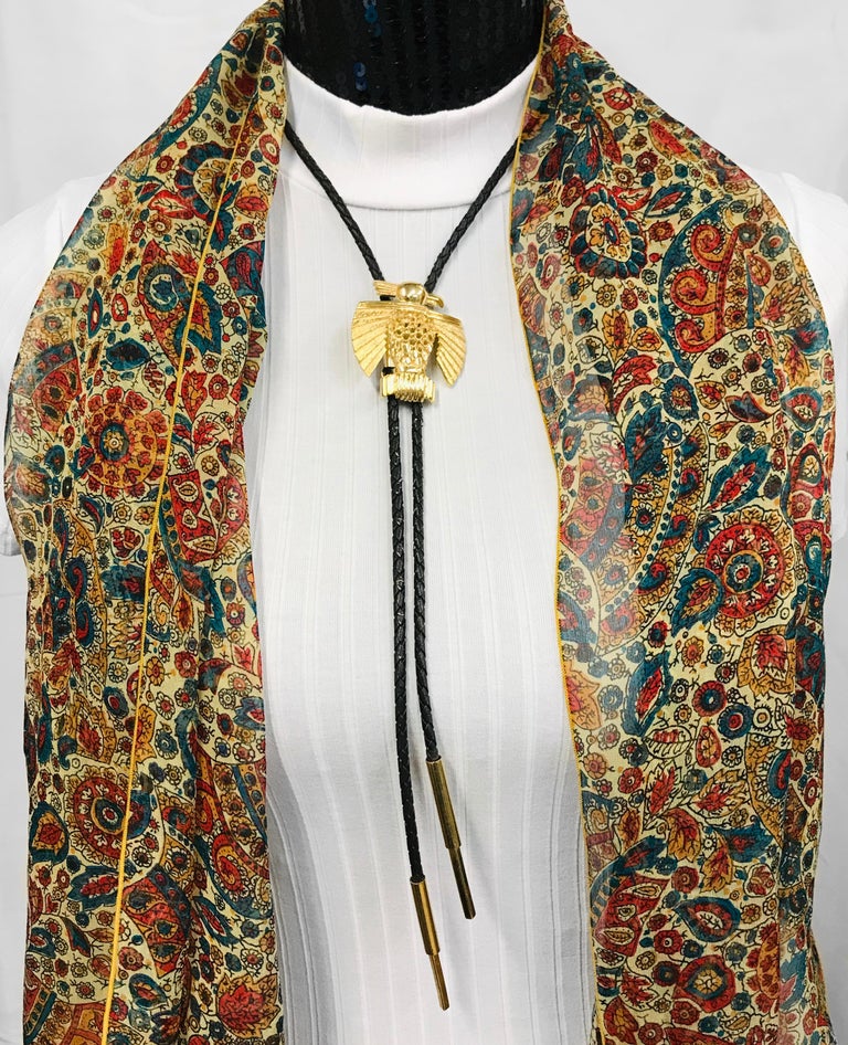 Yellow Gold Native American Thunderbird Bolo For Sale at 1stDibs