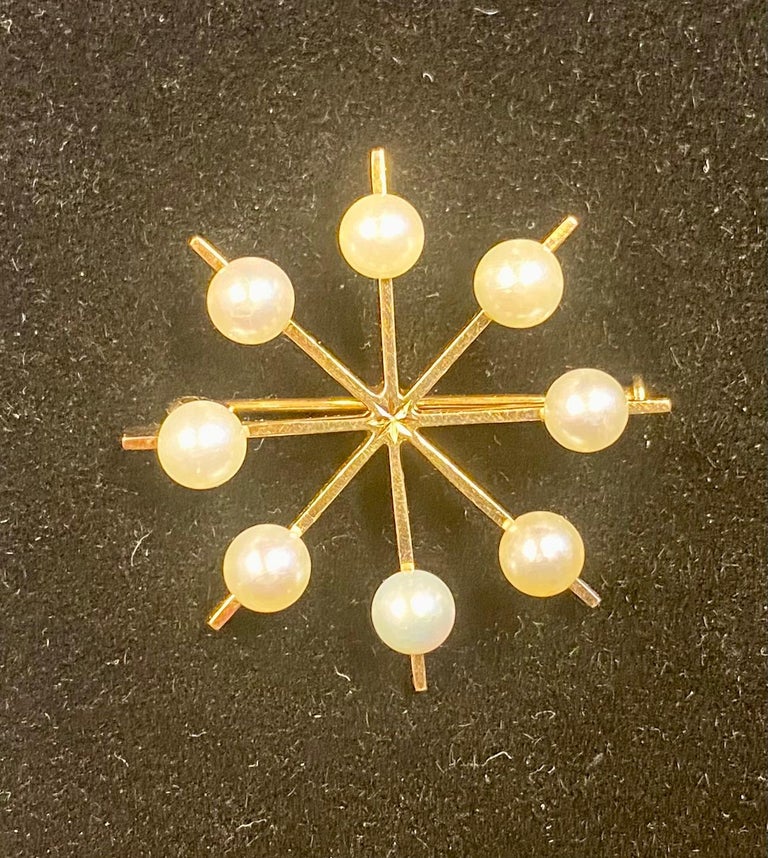 14 Karat Gold Pearl Brooch, 1962, Helsinki Finland For Sale at 1stDibs