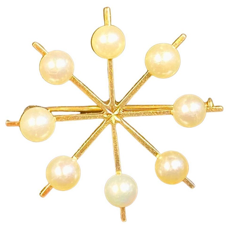 14 Karat Gold Pearl Brooch, 1962, Helsinki Finland For Sale at 1stDibs