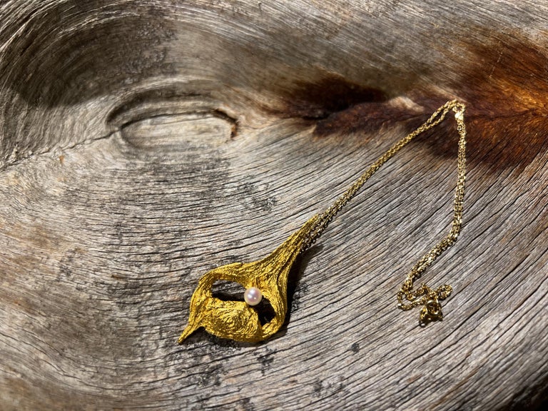14 Karat Gold Pearl Pendant Helky Juvonen Design Finland Lapland Magic ...