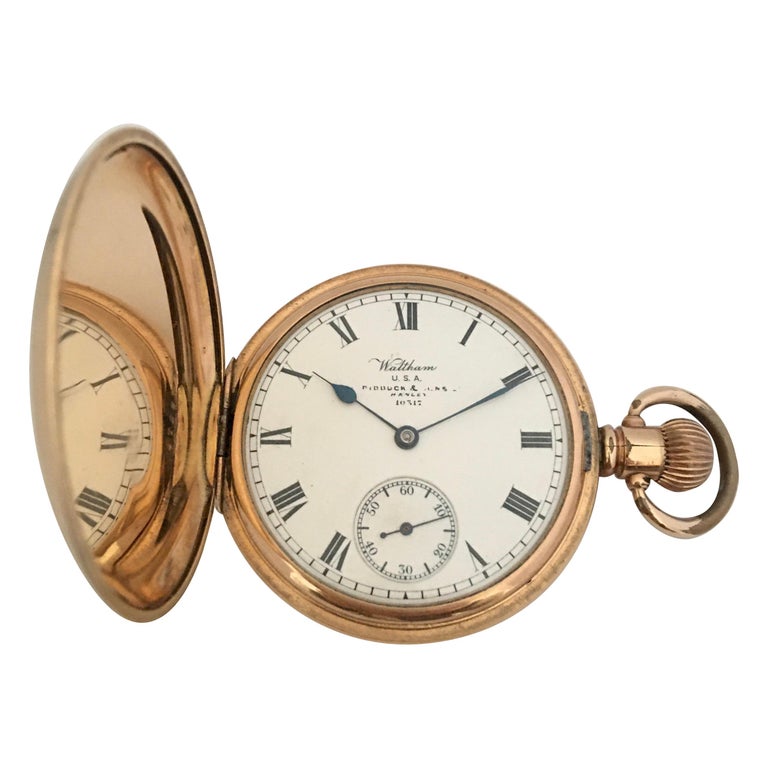 14 Karat Gold-Plated Full Hunter Dennison Case Marquis Waltham Mass ...