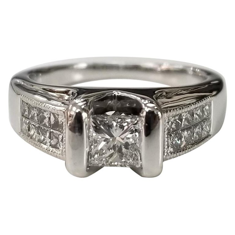 14 Karat Gold Princess Cut Diamond with Invisible Set Princess Cut ...