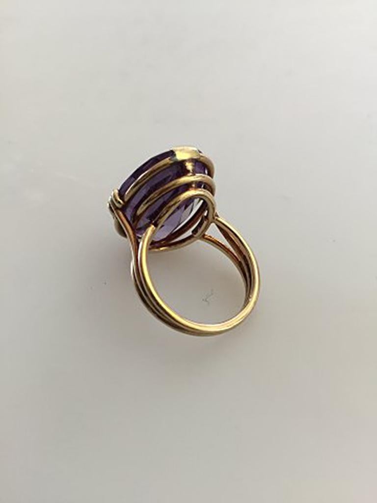 14 Karat Gold Ring Marked JF Ornamented with Amethyst Stone at 1stDibs ...