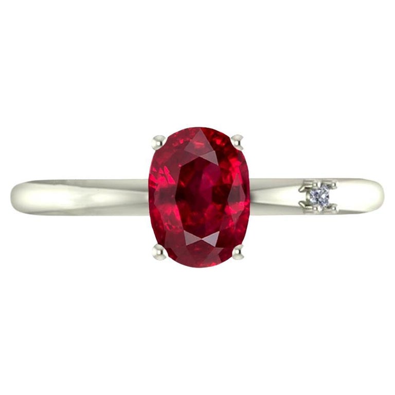 14 karat Gold Ring with Ruby and Diamond. Ruby Stackable Ring. July birthstone For Sale at 1stDibs