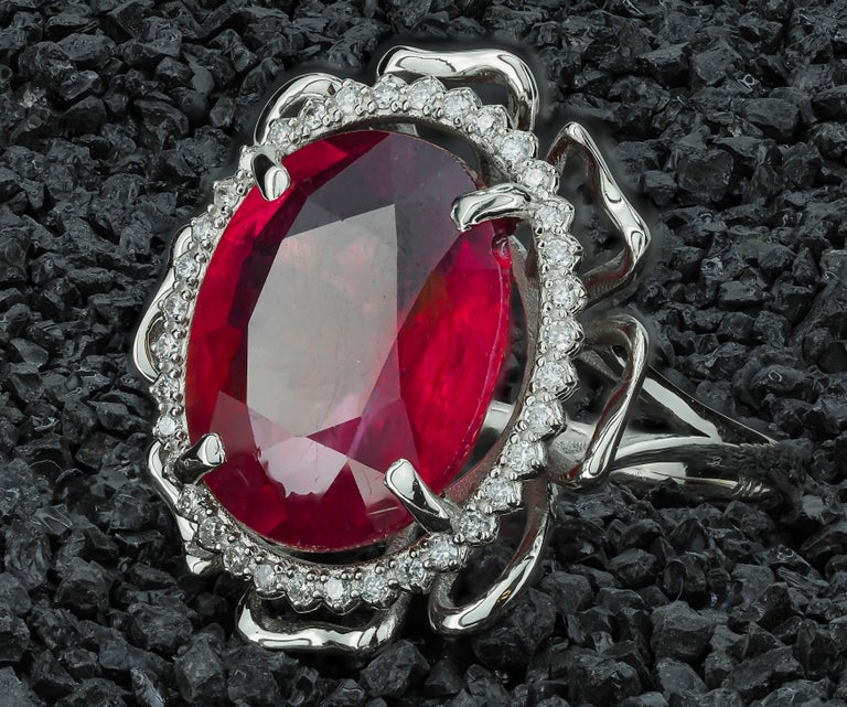 14 Karat Gold Ring with Ruby and Diamonds, July Birthstone Ruby Ring ...