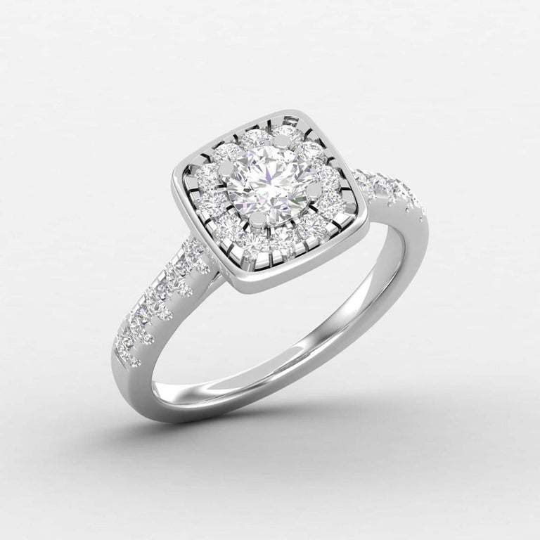 14 Karat Gold Round 5 MM Moissanite Ring / 2 MM Diamond Ring ...