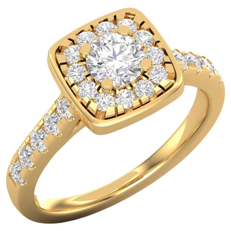 14 Karat Gold Round 5 MM Moissanite Ring / 2 MM Diamond Ring ...