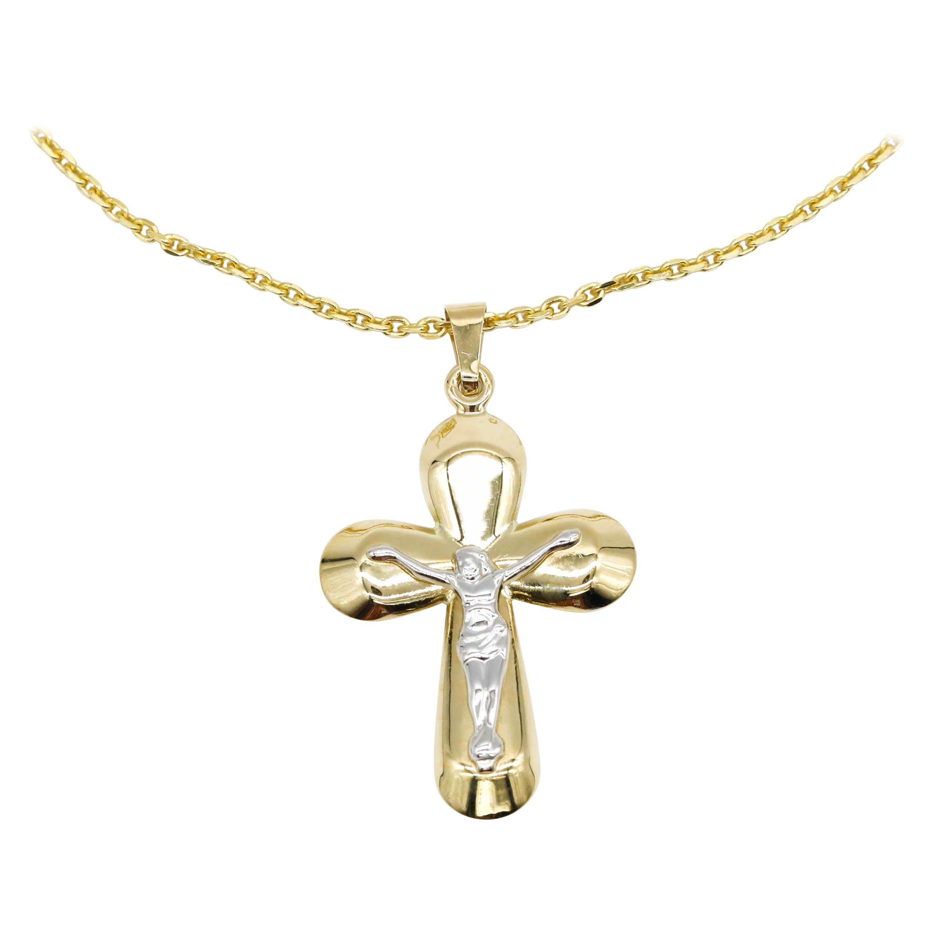 Intricate Cross Pendant 14 Karat Yellow Gold Charm 2.9 grams Solid Gold ...