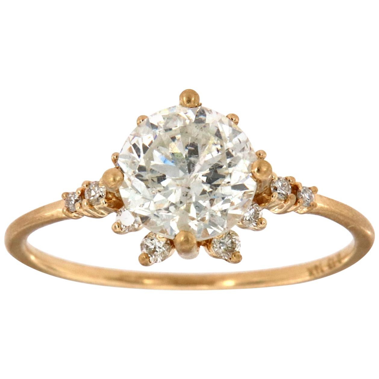 14 Karat Gold Sarina Earthy Rustic Vintage Diamond Ring 'Center- 1.48 ...