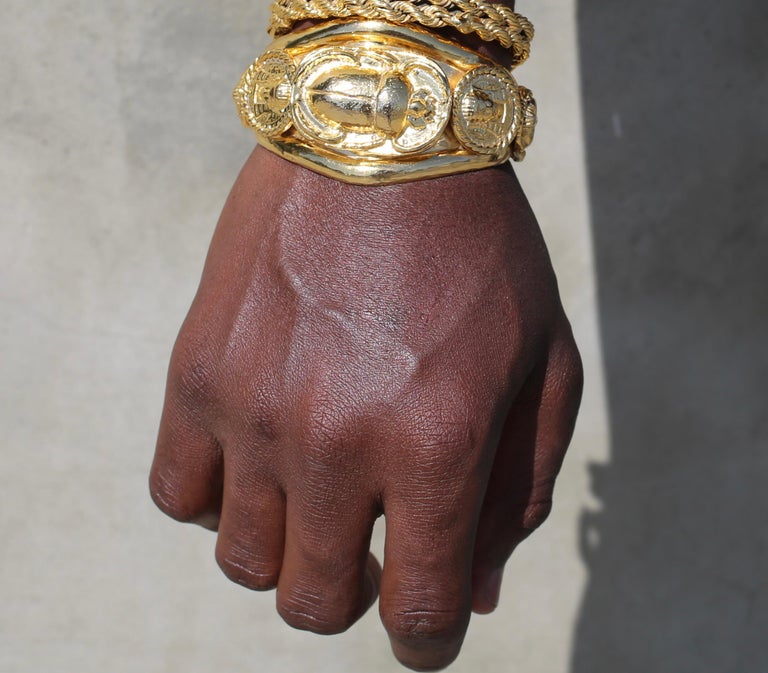 14 karat Gold Scareb Bracelet For Sale at 1stDibs