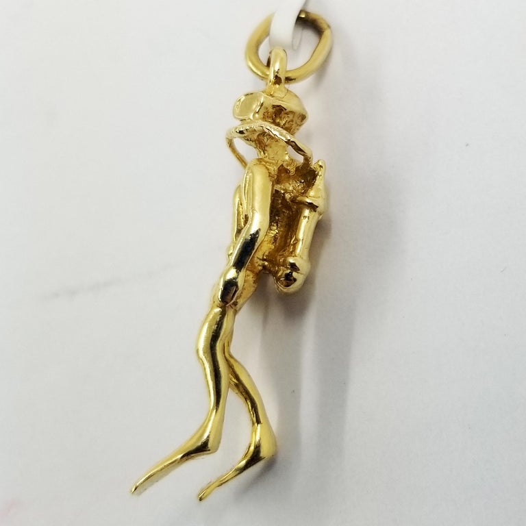 14 Karat Gold Scuba Diver Pendant Charm at 1stDibs