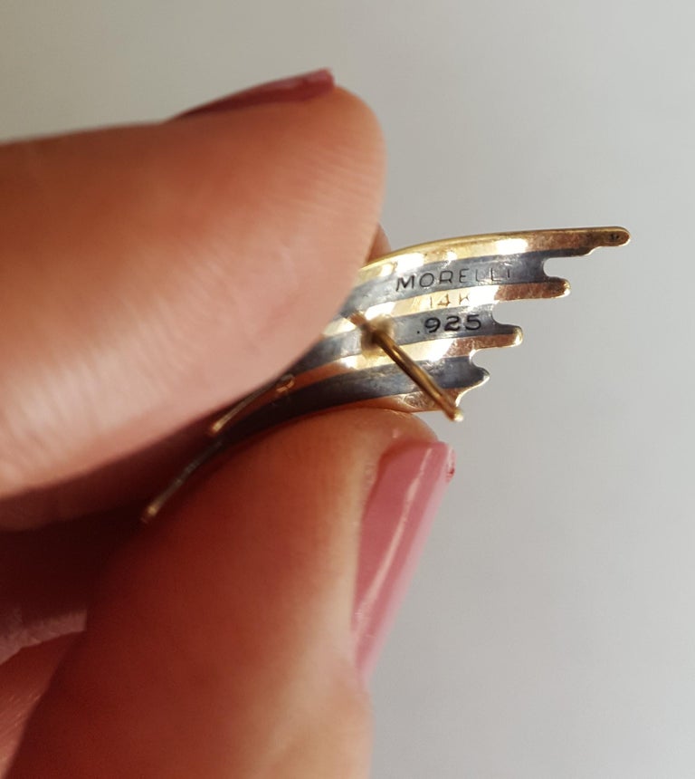 14 Karat Gold Silver Earrings, Designer Paul Morelli, Satin Finish ...