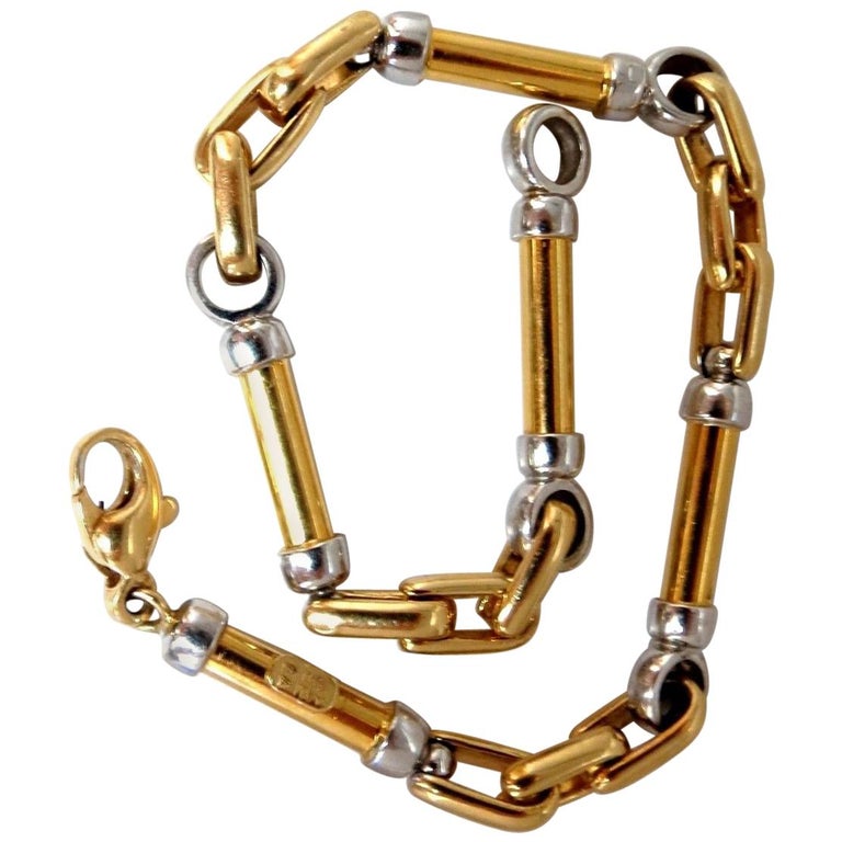 14 Karat Gold Tubular Link Bracelet at 1stDibs