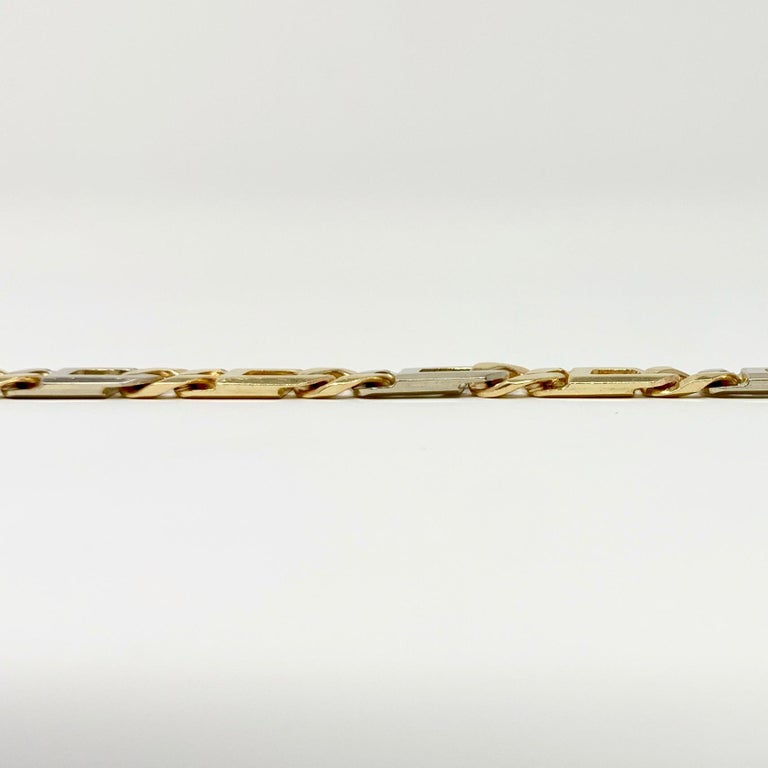 14 Karat Gold Two-Tone Figarucci Link Chain Bracelet For Sale at 1stDibs