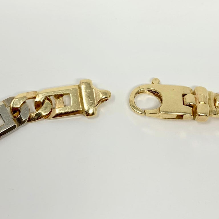 14 Karat Gold Two-Tone Figarucci Link Chain Bracelet For Sale at 1stDibs