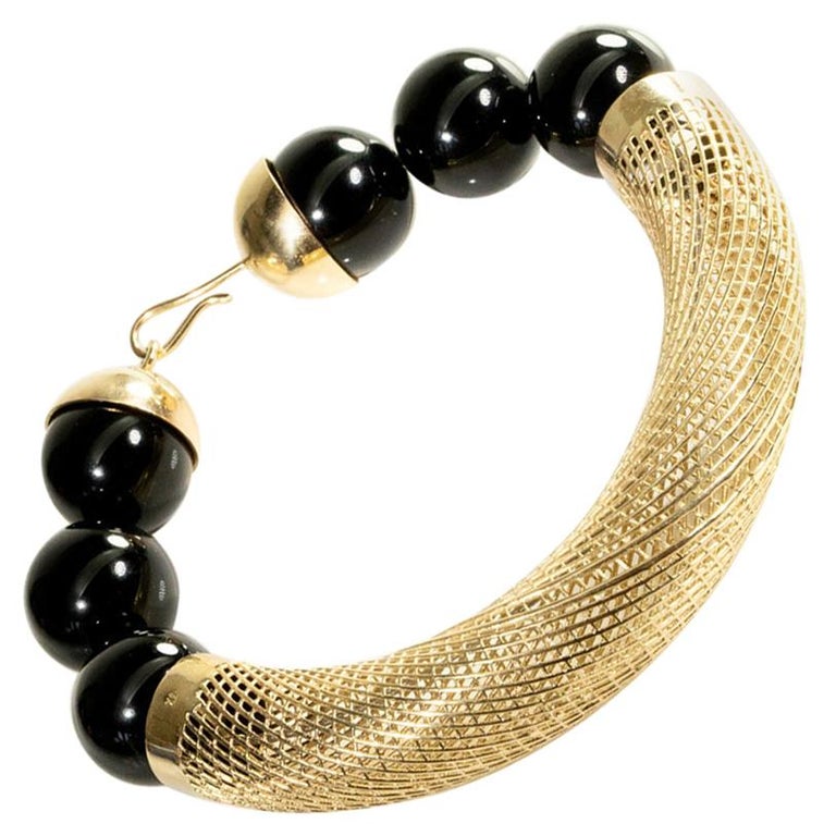 14 Karat Gold Unique Bracelet, Onyx beads For Sale at 1stDibs | return ...