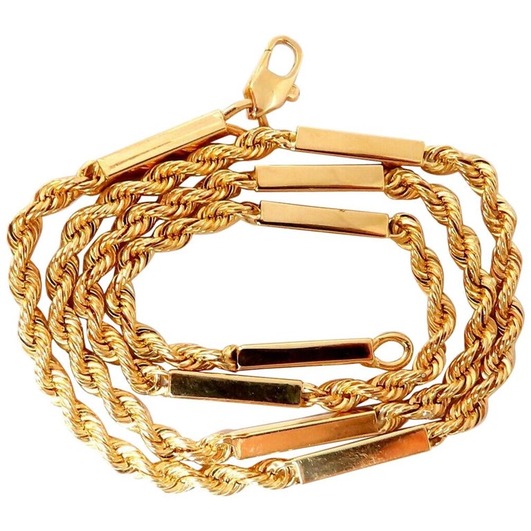 14 Karat Gold Vintage Rope and Bar Chain at 1stDibs