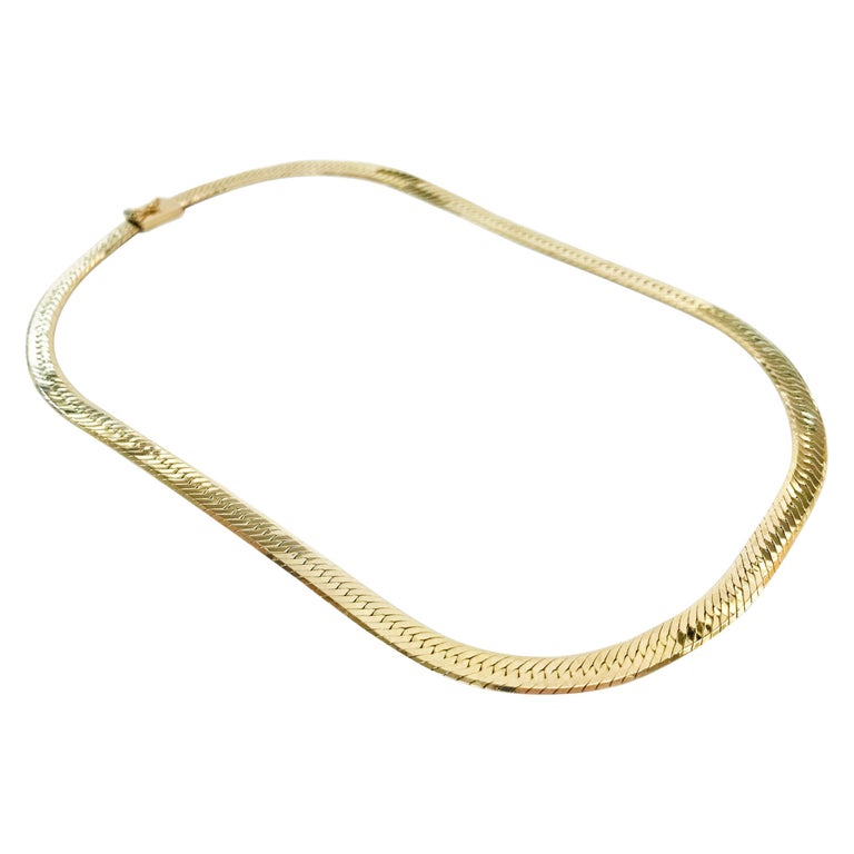 14 Karat Herringbone Necklace at 1stDibs