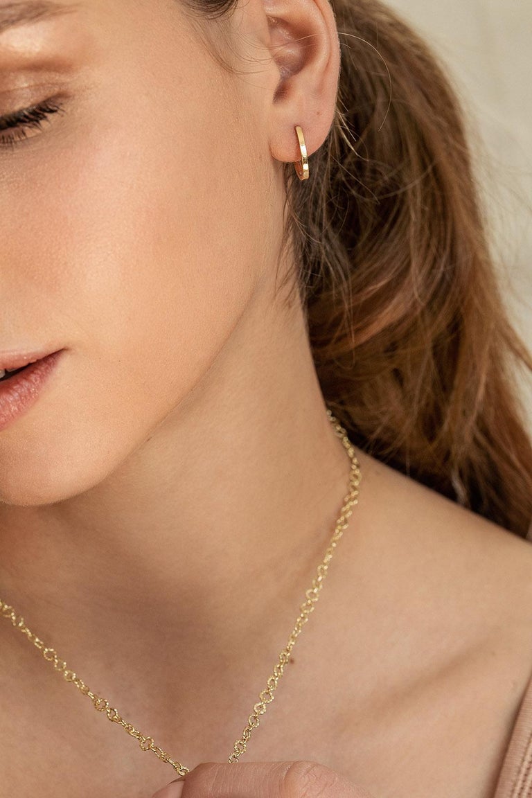 14 Karat Hinge Hoop Earrings with Removable Diamond Slice Charms by Mon ...