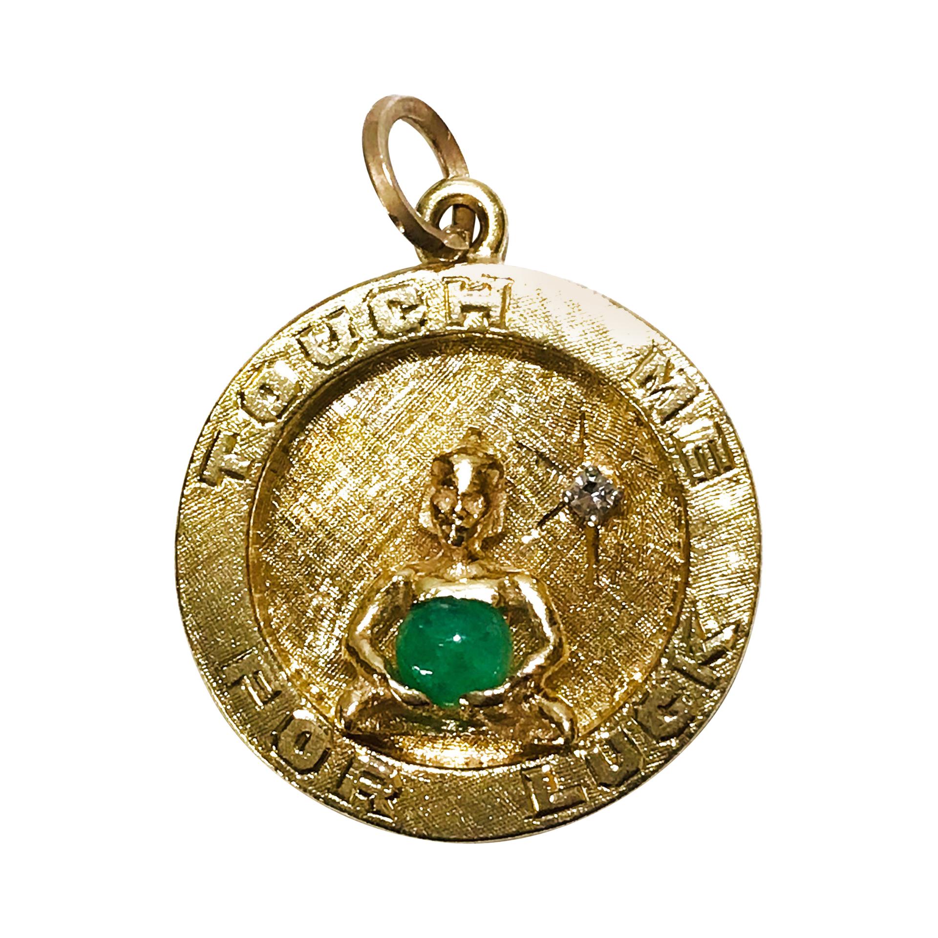 14 Karat Jade Diamond Buddha Pendant at 1stDibs