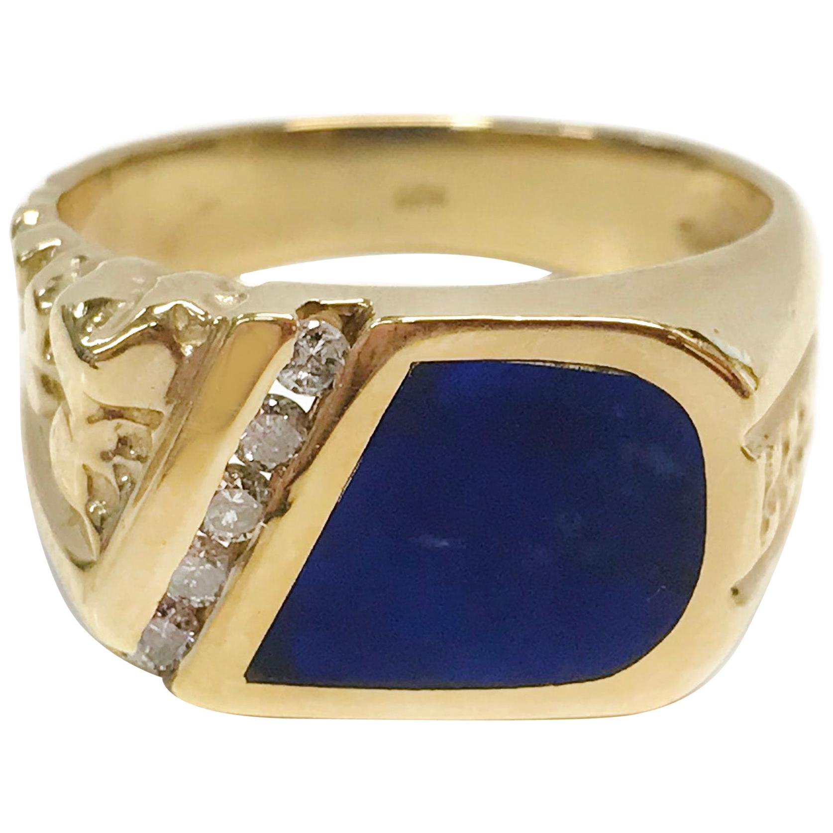 Lapis Lazuli Gentlemans Gold Ring at 1stDibs