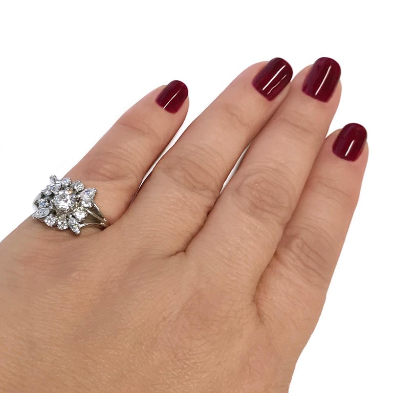 Marquise Round Diamond Ring For Sale at 1stDibs