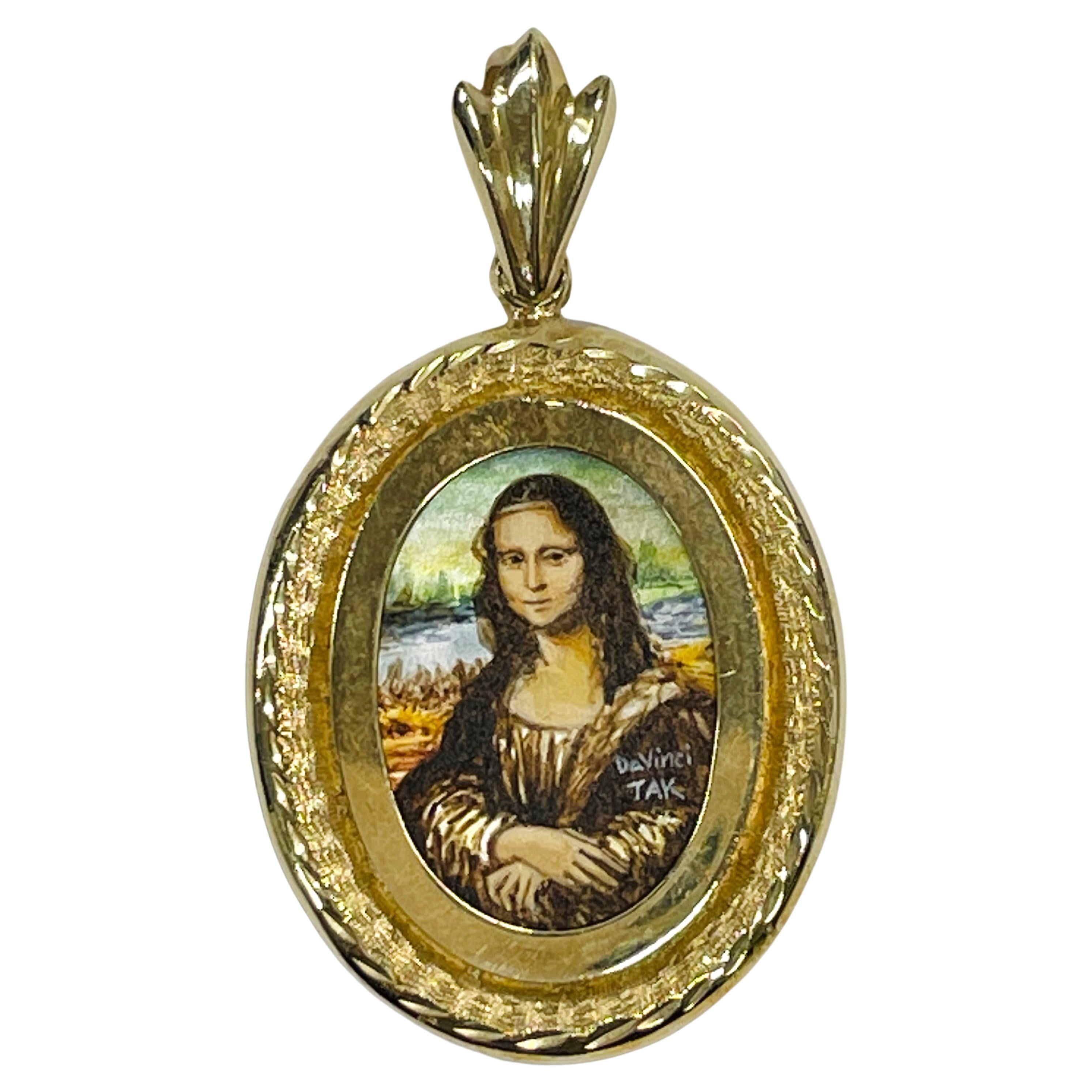 14 Karat 'Blue Boy' Masterpiece Hand Painted Mother of Pearl Pendant ...