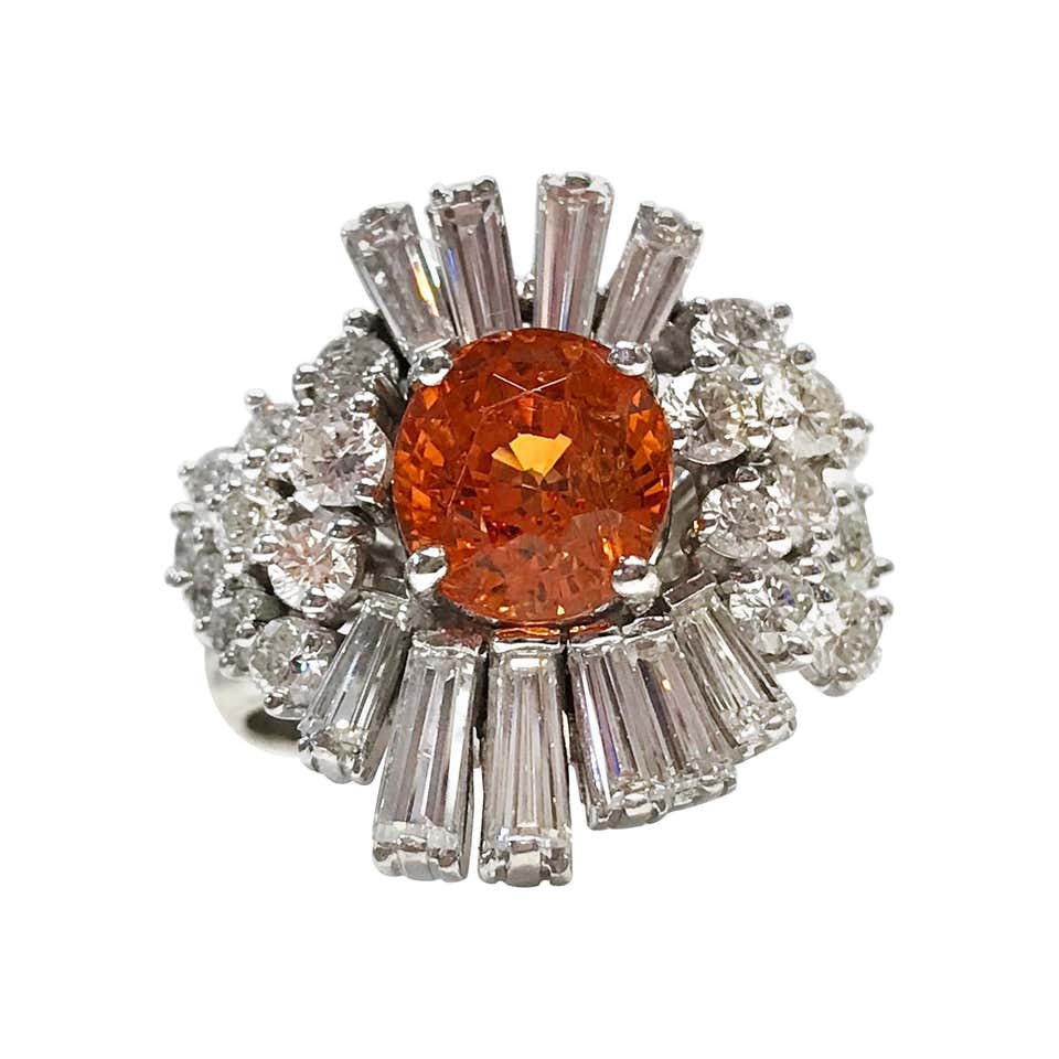 Spessartite Garnet And Diamond Ring At 1stdibs