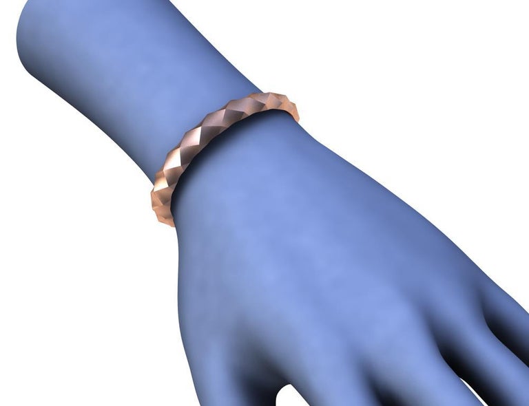 14 Karat Pink Gold Concave Rhombus Unisex Cuff Bracelet For Sale at 1stDibs