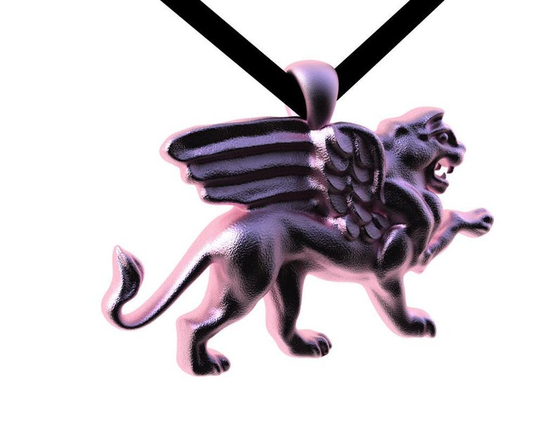 14 Karat Pink Gold Griffin Pendant Necklace for Women For Sale at 1stDibs