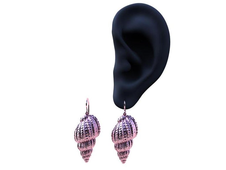 14 Karat Pink Gold Polka Dot Shell Earrings For Sale at 1stDibs