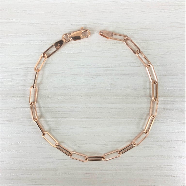 14 Karat Rose Gold 2.10 Gram Paperclip Link Chain Bracelet at 1stDibs 14 Karat Rose Gold 2.10 Gram Paperclip Link Chain Bracelet at 1stDibs