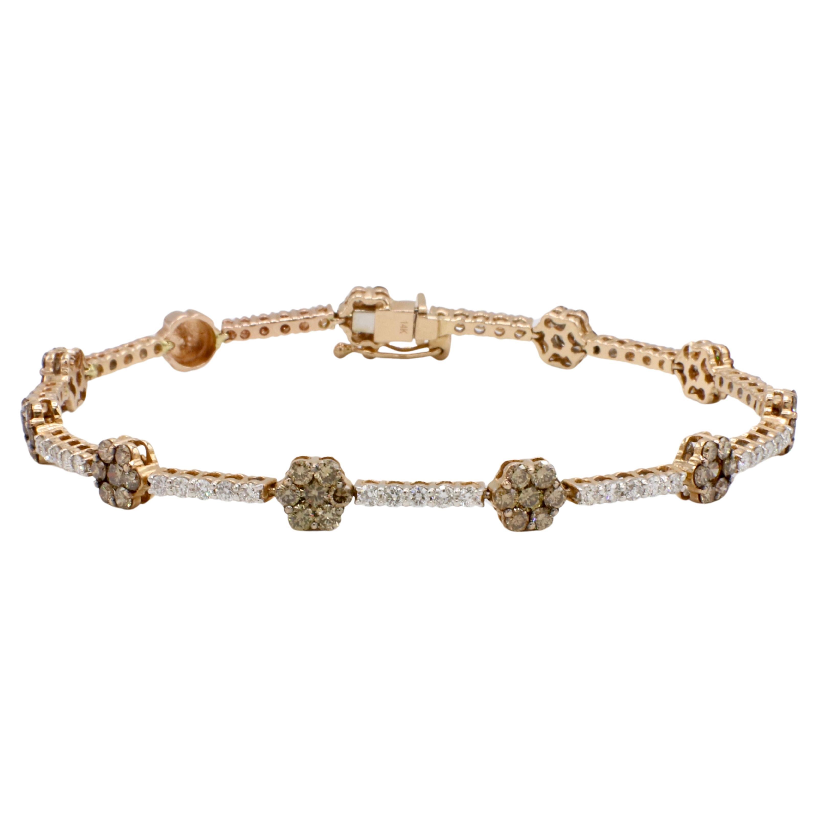 14 Karat Yellow Gold 3 60 Carat Natural Diamond Tennis Line Bracelet
