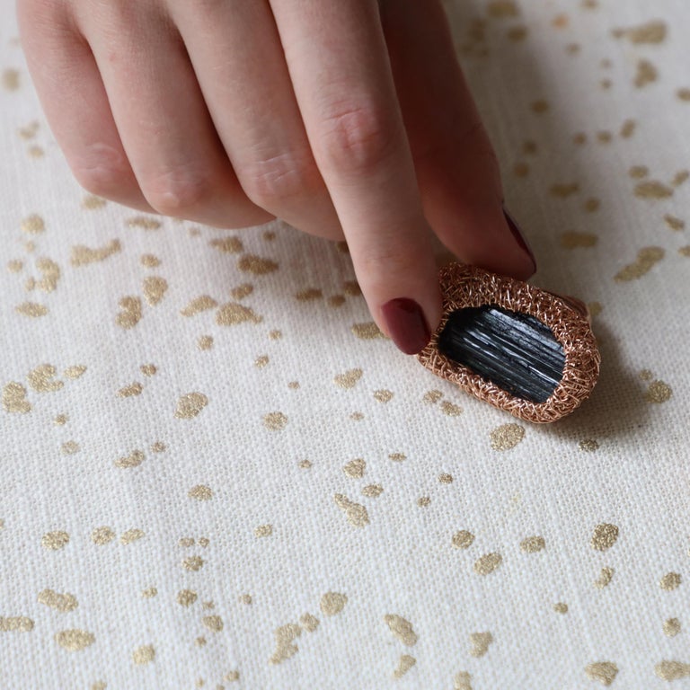 Rose Gold Black Raw Tourmaline Cocktail Ring by Sheila Westera in Stock ...