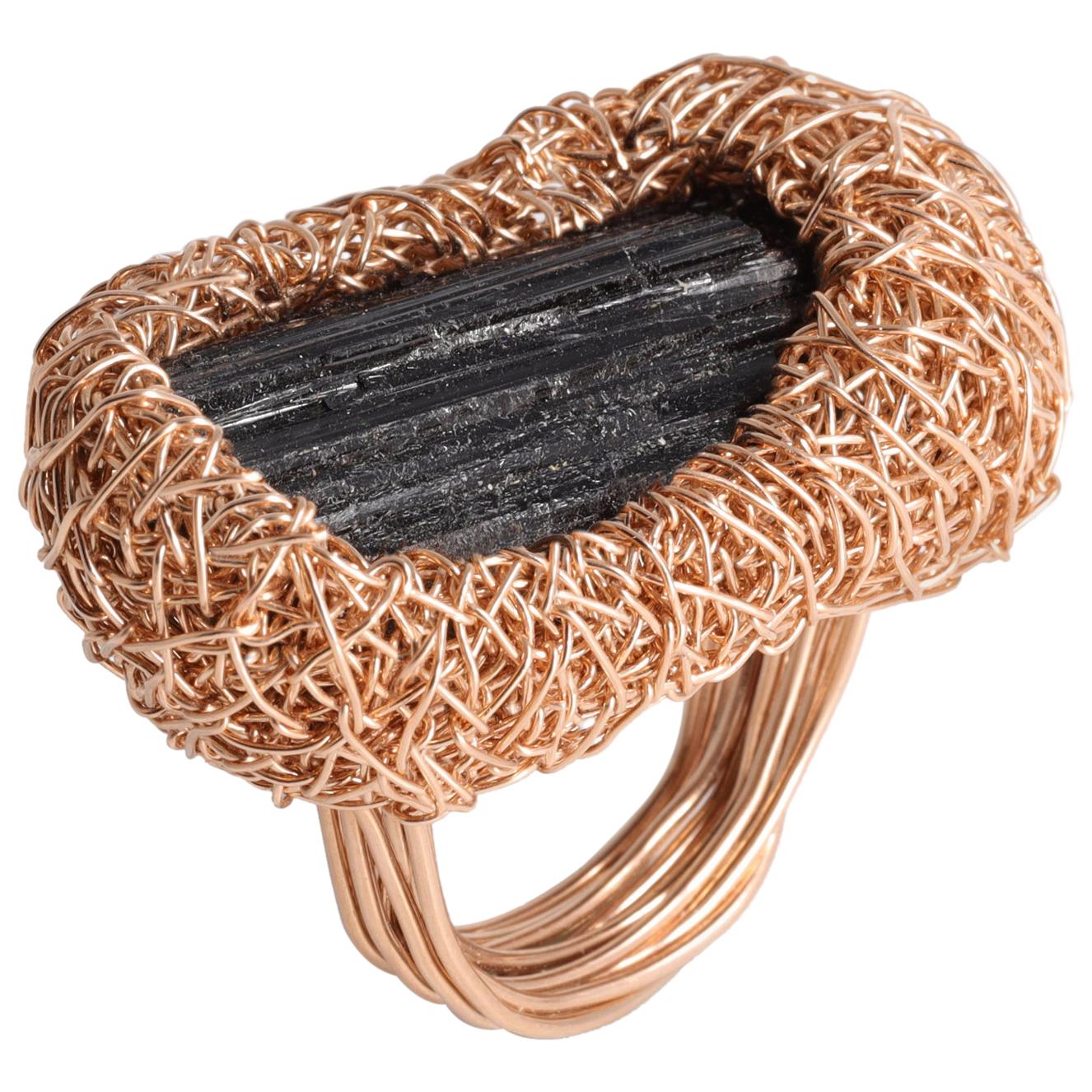 Rose Gold Black Raw Tourmaline Cocktail Ring by Sheila Westera in Stock ...