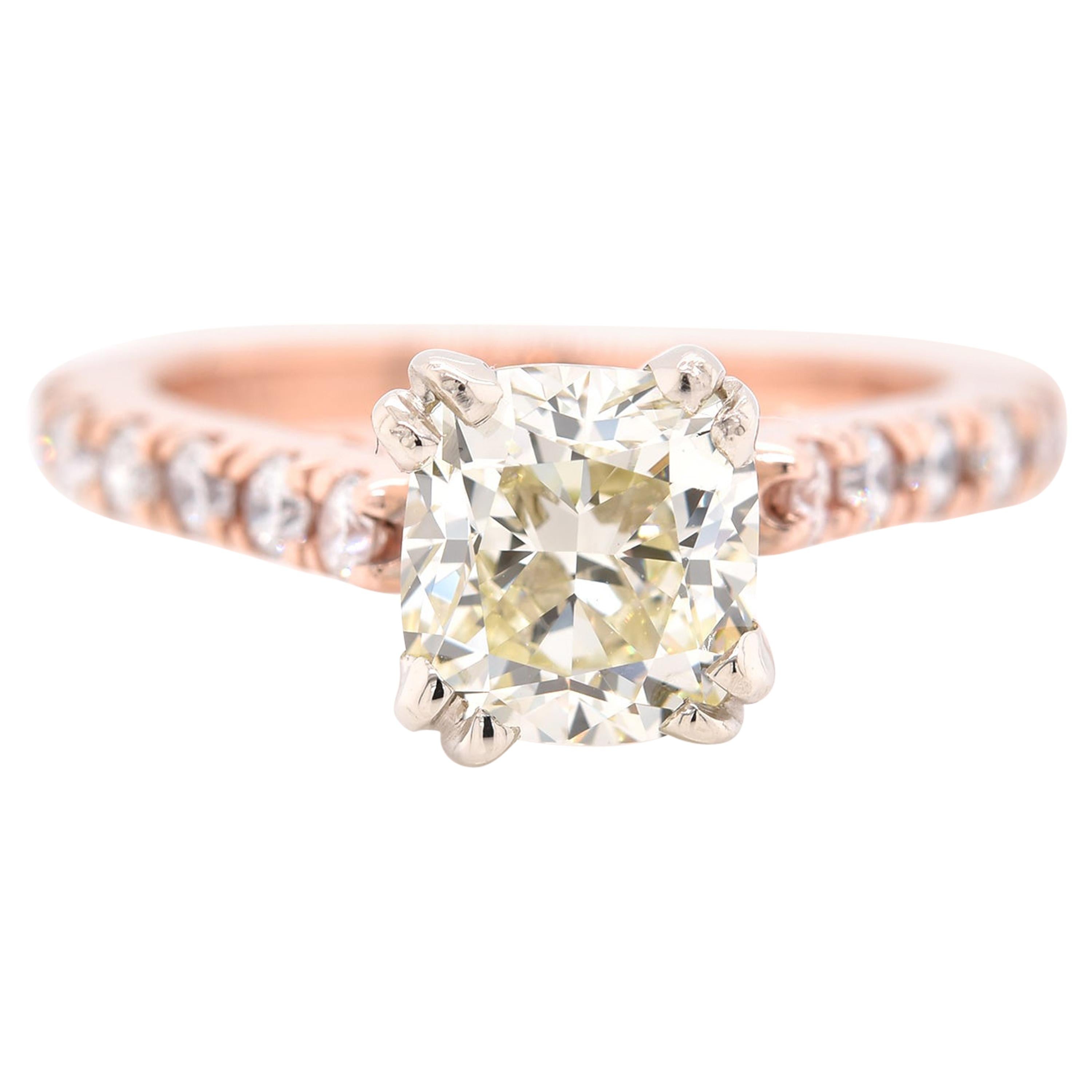 Rose Gold Cushion Canadian Champagne Diamond Engagement Ring with ...
