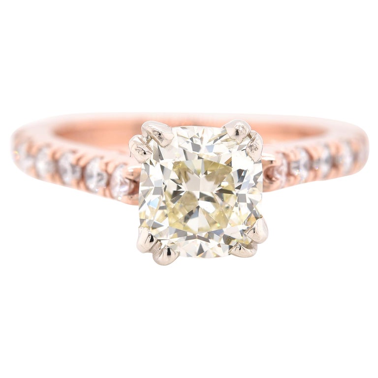 14 Karat Rose Gold Cushion Cut Diamond Engagement Ring GIA Certified ...