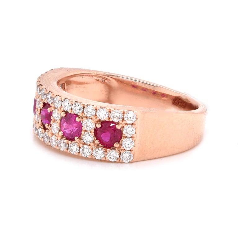 14 Karat Rose Gold Diamond and Ruby Ring at 1stDibs