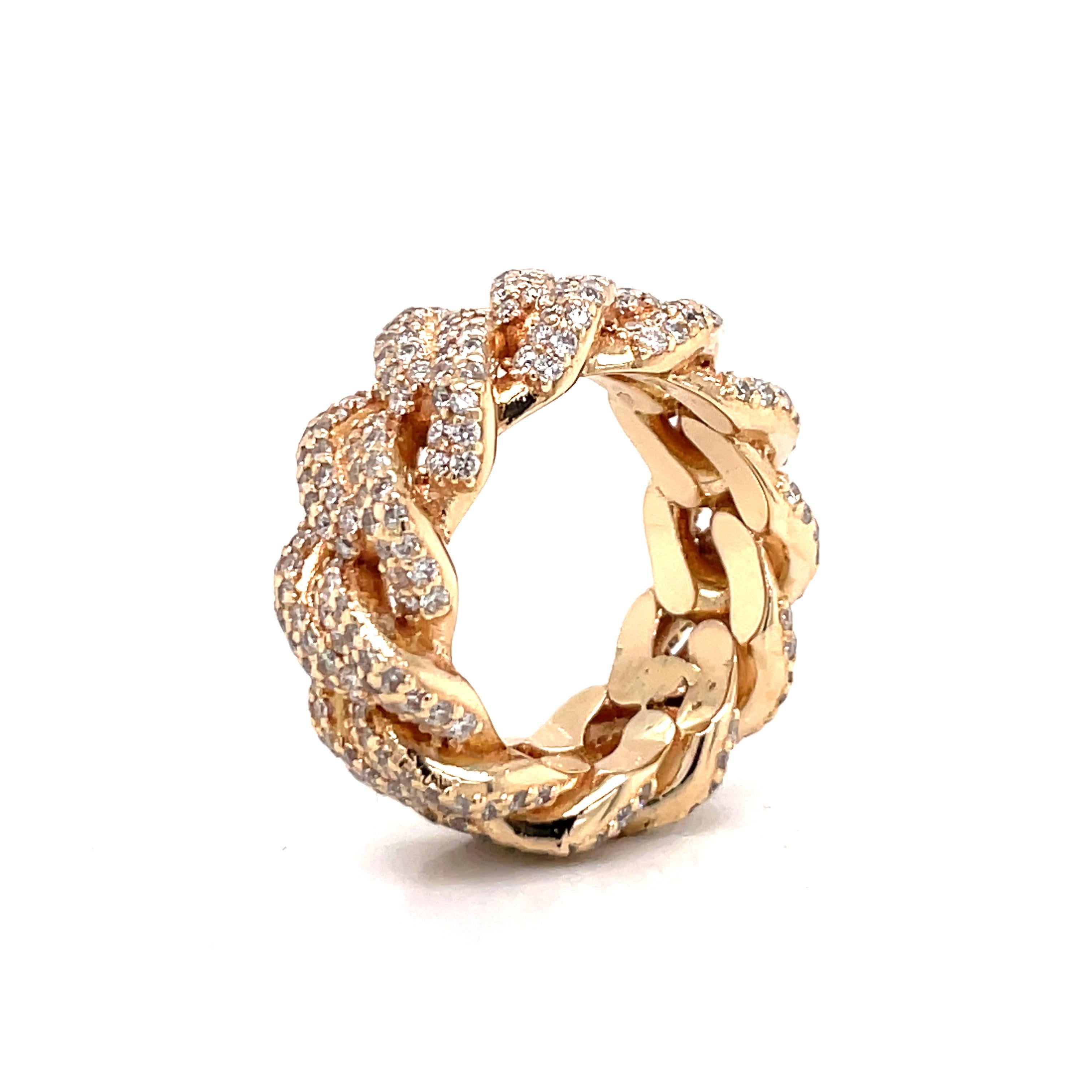 14 Karat Rose Gold Diamond Cuban Link Band 2.50 Carats 20 Grams at ...