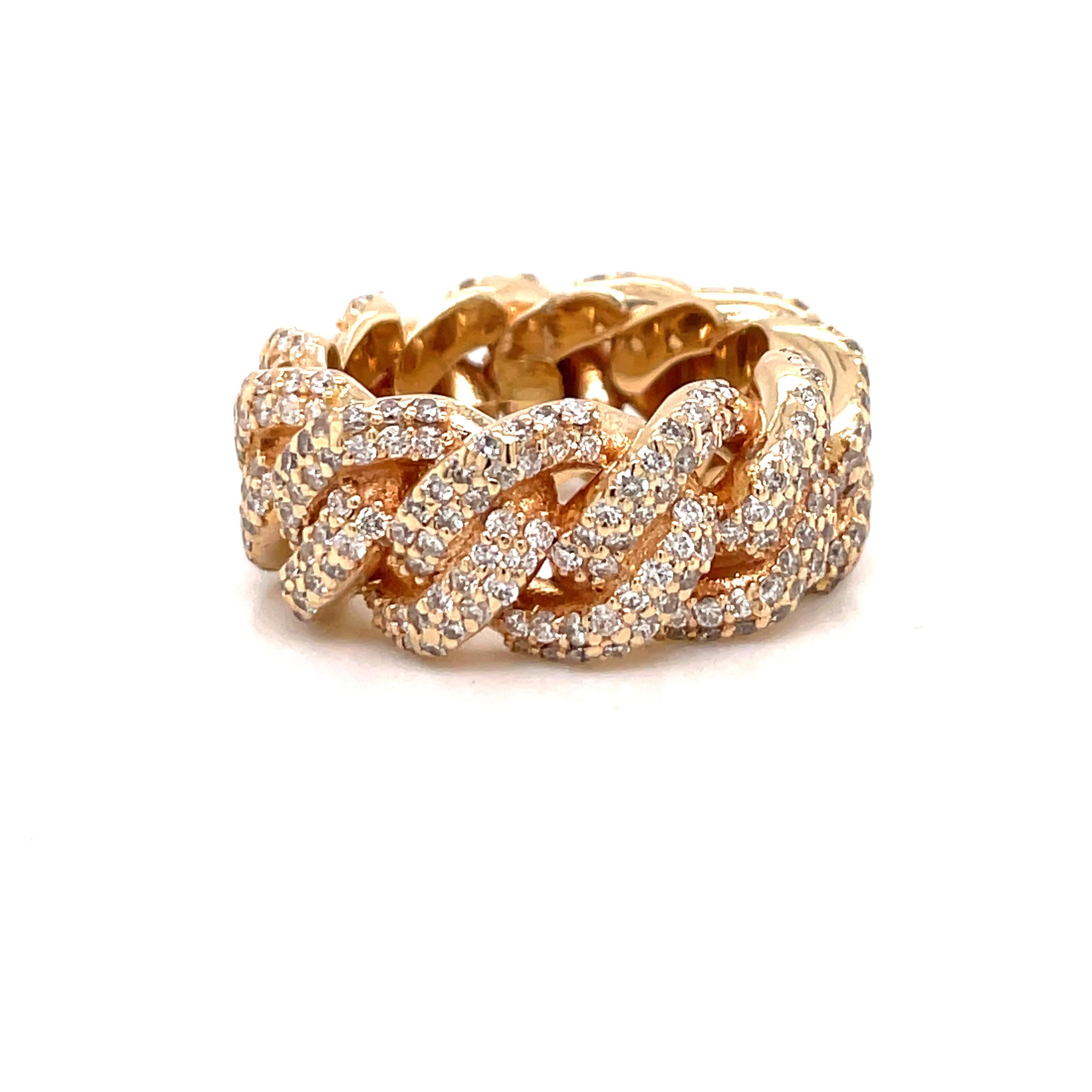 14 Karat Rose Gold Diamond Cuban Link Band 2.50 Carats 20 Grams at ...