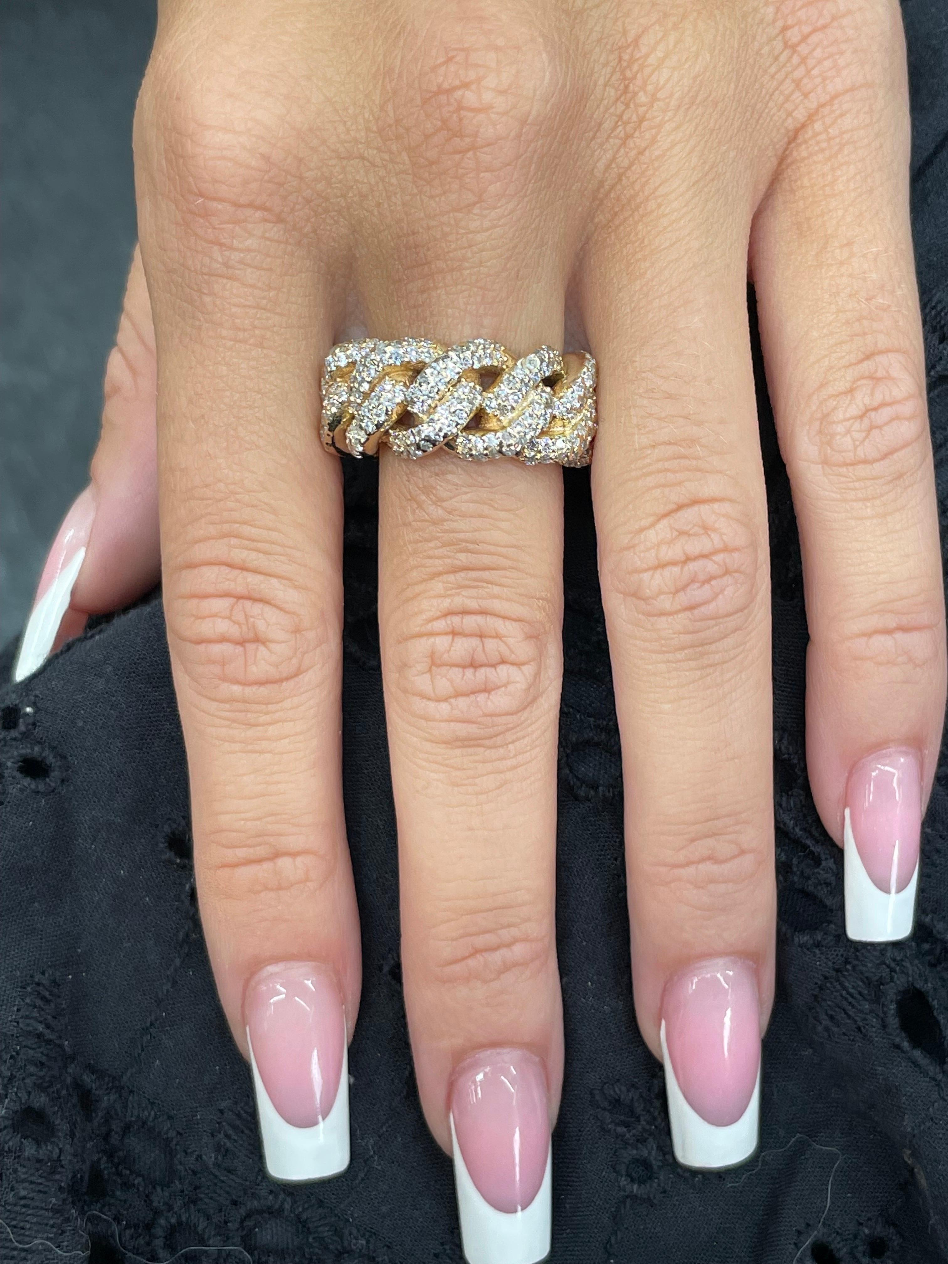 14 Karat Rose Gold Diamond Cuban Link Band 2.50 Carats 20 Grams at ...