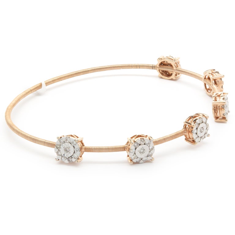 14 Karat Rose Gold Diamond Cuff Bracelet at 1stDibs