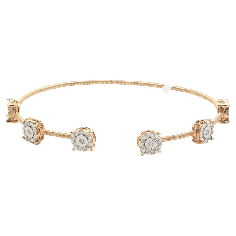 14 Karat Rose Gold Diamond Cuff Bracelet at 1stDibs