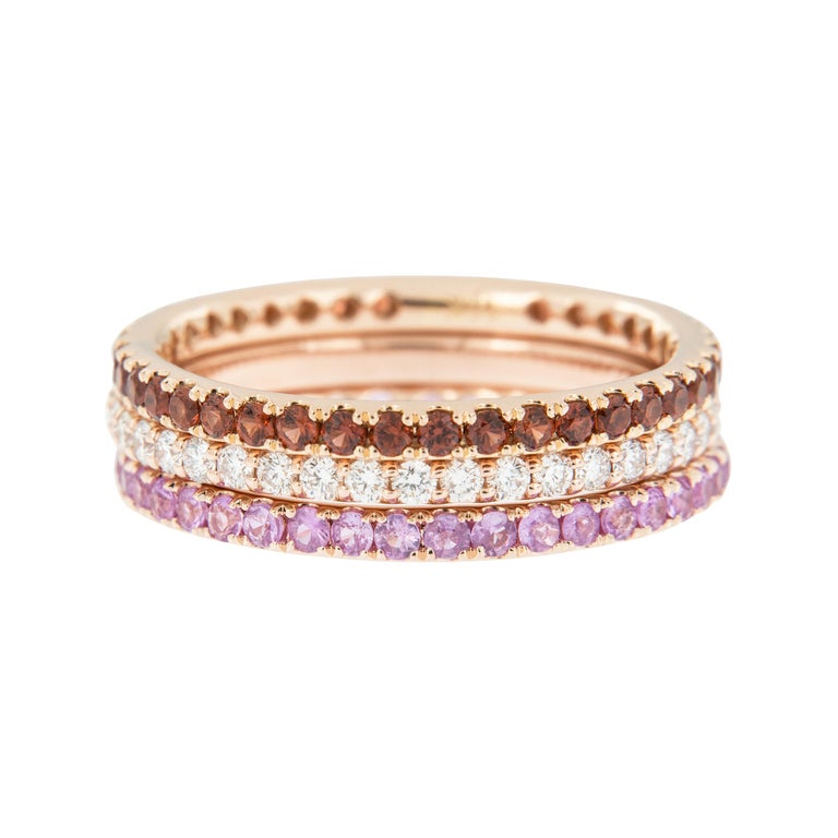 14 Karat Rose Gold and Diamond Eternity Ring For Sale at 1stDibs