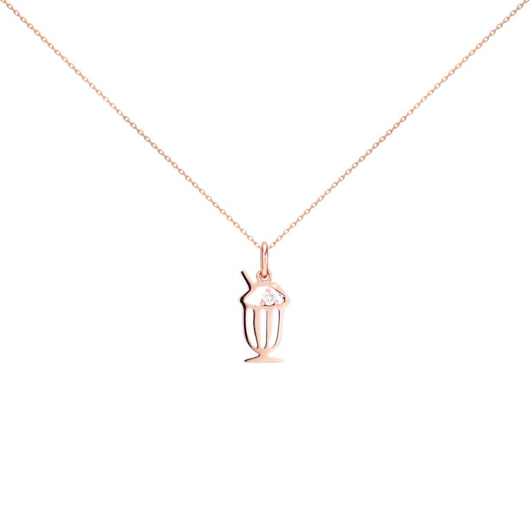 14 Karat Rose Gold Diamond Milkshake Necklace For Sale (Free Shipping ...