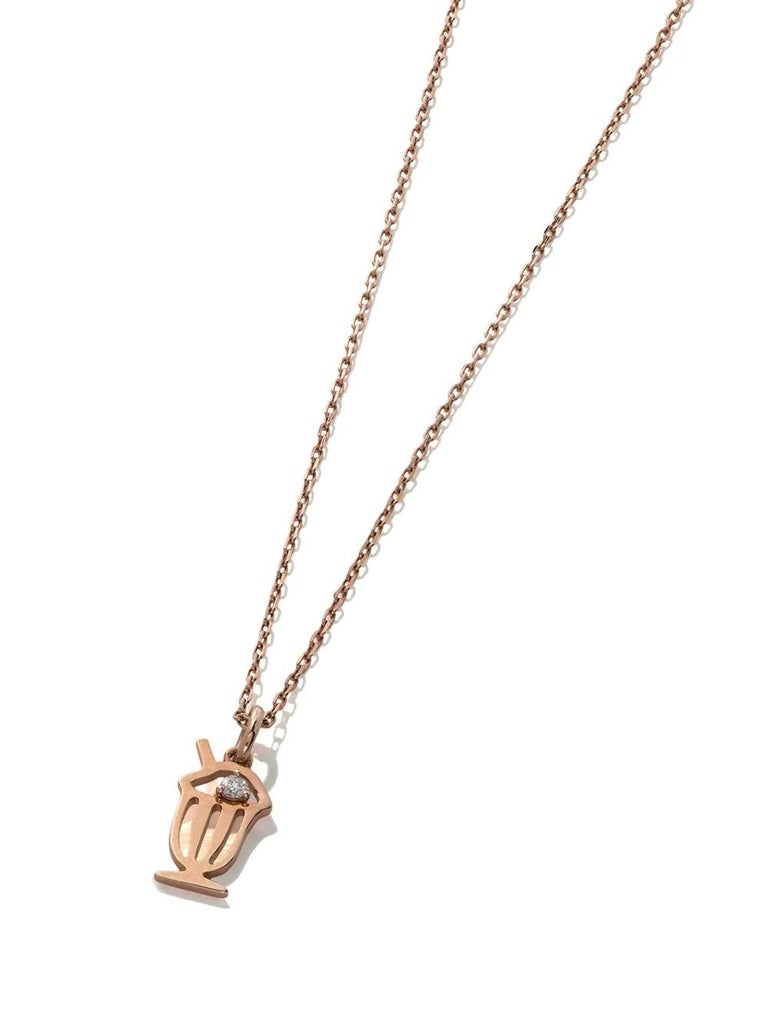 14 Karat Rose Gold Diamond Milkshake Necklace For Sale (Free Shipping ...
