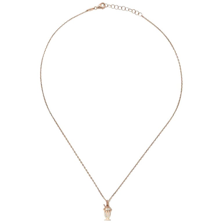 14 Karat Rose Gold Diamond Milkshake Necklace For Sale (Free Shipping ...