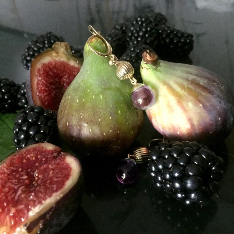 14 Karat Rose Gold Fig Cocktail Earrings with Rose Quartzes, Featured ...