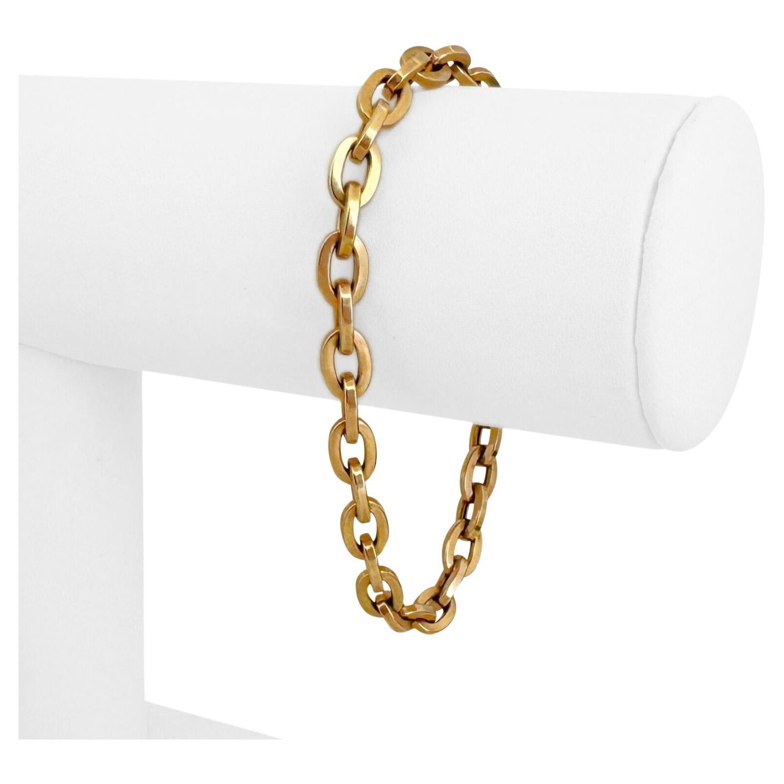 14 Karat Rose Gold Hollow Milor Oval Cable Link Bracelet Italy For Sale ...